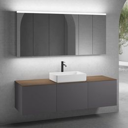 neoro n50 Möbelanlage B: 180 cm mit 3 Auszügen, Waschtisch B: 58 cm weiß matt, mit Spiegelschrank für die Schweiz,,