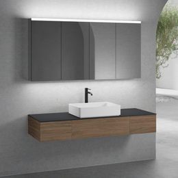 neoro n50 Möbelanlage B: 160 cm mit 3 Auszügen, Waschtisch B: 58 cm weiß matt, mit Spiegelschrank für die Schweiz,,