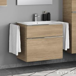Geberit Renova Plan Slim Waschtisch, evineo ineo4 Unterschrank B: 80 cm, 2 Ausz&uuml;ge, mit Griff,, 122280600+BE0227OA,