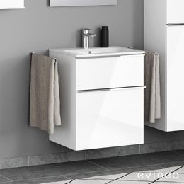Geberit Renova Plan Slim Waschtisch, evineo ineo4 Unterschrank B: 60 cm, 2 Ausz&uuml;ge, mit Griff,, 122260000+BE0225WH,