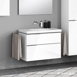 Geberit Acanto Waschtisch, evineo ineo4 Unterschrank B: 90 cm, 2 Ausz&uuml;ge, mit Griff,, 500624018+BE0221WH,