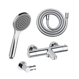 Fortis Wannenset mit Thermostat, Handbrause mit 1 Strahlart, Brausehalter, Brauseschlauch, 78111THPC+5318500PC+53162125PC+15505PC,