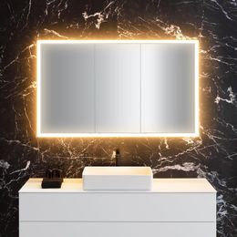 neoro n60 Spiegelschrank B: 140 cm mit 3 T&uuml;ren, mit umlaufender Beleuchtung, BN0495MI,