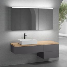 neoro n50 Möbelanlage B: 160 cm mit 3 Auszügen, Waschtisch B: 58 cm weiß matt, mit Spiegelschrank für die Schweiz,,