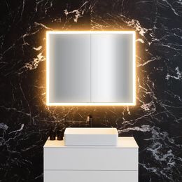 neoro n60 Spiegelschrank B: 100 cm mit 2 T&uuml;ren, mit umlaufender Beleuchtung, BN0493MI,