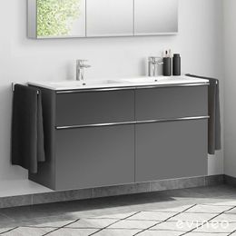 evineo ineo4 Unterschrank B: 128 cm, 4 Ausz&uuml;ge, mit Griff, f&uuml;r Duravit ME by Starck Doppelwaschtisch,, BE0269AN,