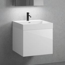 neoro n50 Unterschrank B: 60 cm mit 1 Auszug, Waschtisch mit 1 Hahnloch wei&szlig; matt,, BN0137WM+BN0431WH,
