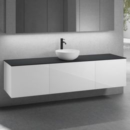 neoro n50 M&ouml;belanlage B: 200 cm mit 3 Ausz&uuml;gen, Waschtisch &Oslash; 40 cm wei&szlig; matt,, BN0064WM+BN0432WH+2#BN0431WH+BN0406BM,