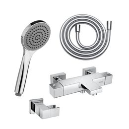 Fortis Wannenset mit Thermostat, Handbrause mit 1 Strahlart, Brausehalter, Brauseschlauch, 84111THPC+5318501PC+53162125PC+15505PC,