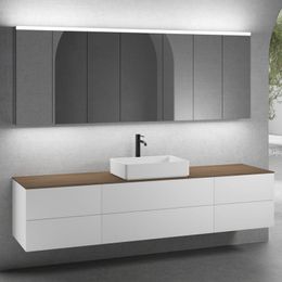 neoro n50 M&ouml;belanlage B: 220 cm mit 6 Ausz&uuml;gen, Waschtisch B: 58 cm wei&szlig; matt, mit Spiegelschrank,,