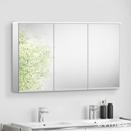 evineo ineo Spiegelschrank mit Beleuchtung oben f&uuml;r die Schweiz B: 120 H: 71 T: 18 cm, 3 T&uuml;ren, BEA043MI,