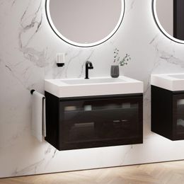 neoro n80 fumo Unterschrank B: 80 cm mit 1 Auszug, mit Parsolglasfront, Waschtisch area, BN0153WM+BN0432SG,