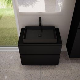 evineo ineo5 evo Unterschrank B: 80 cm mit 2 Ausz&uuml;gen, ineo7 Waschtisch B: 60,5 cm schwarz matt,, BE0957BM+BE0963BM+BE0937BM,