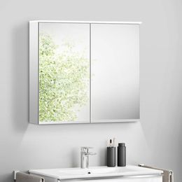 evineo ineo PRO Spiegelschrank mit Waschtischbeleuchtung f&uuml;r die Schweiz B: 80 H: 71 T: 18 cm, 2 T&uuml;ren, BEA053MI,