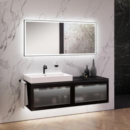 neoro n80 albus Unterschrank B: 160 cm mit 2 Auszügen, mit profilierter Glasfront, mit Spiegel, Waschtisch B: 80,5 cm,