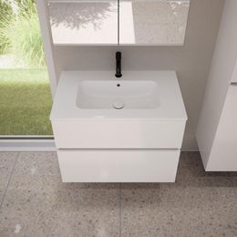 evineo ineo5 evo Unterschrank B: 80 cm mit 2 Ausz&uuml;gen, Slim-Waschtisch wei&szlig;,, BE0835WH+BE0957WH,