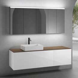 neoro n50 M&ouml;belanlage B: 180 cm mit 2 Ausz&uuml;gen, Waschtisch B: 58 cm wei&szlig; matt, mit Spiegelschrank,,