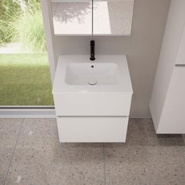 evineo ineo5 evo Unterschrank B: 60 cm mit 2 Ausz&uuml;gen, Slim-Waschtisch wei&szlig;,, BE0834WH+BE0956WM,