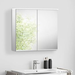 evineo ineo Spiegelschrank mit Beleuchtung oben f&uuml;r die Schweiz B: 80 H: 71 T: 18 cm, 2 T&uuml;ren, BEA041MI,