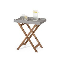 Tchibo - Tabletttisch mit Polyzement-Tablett - 55x35x60cm - hellgrau - Akazienholz / Polyzement / Stahl
