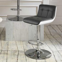 Pharao24.de Design Barhocker in Schwarz Weiß Lehne (2er Set)