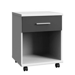 Pharao24.de Rollcontainer mit einer Schublade in Weiß und Dunkelgrau 46 cm breit