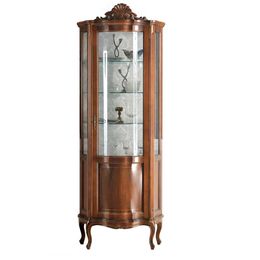 Pharao24.de Standvitrine im Barock Design Nussbaum furniert