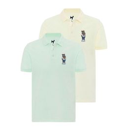 Williot Poloshirt Herren Gr&ouml;&szlig;e XL marine / braun / hellgelb / mint