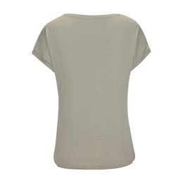 Lascana Kurzarmshirt 'mit schimmerndem Blumenprint' beige Gr. 44/46 f&uuml;r Damen. Mit Rundhals. Bequem. Nachhaltig.