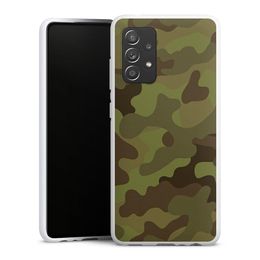 DeinDesign Galaxy A52s 5G Handy Silikon H&uuml;lle Case wei&szlig; Handyh&uuml;lle Camouflage Tarnmuster Army Silikon Case