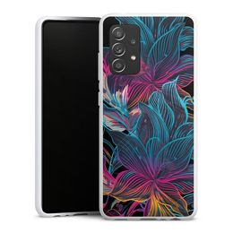 DeinDesign Galaxy A52s 5G Handy Silikon H&uuml;lle Case wei&szlig; Handyh&uuml;lle Colourful Flowers Neon Silikon Case