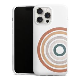 DeinDesign iPhone 15 Pro Max Handy Silikon H&uuml;lle Case wei&szlig; Handyh&uuml;lle Circle Rainbow Water Colour Silikon Case