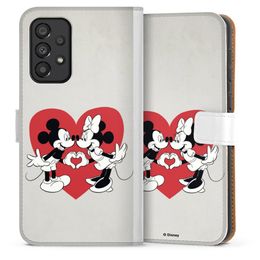 DeinDesign Galaxy A33 5G Handy Klapph&uuml;lle Handyh&uuml;lle aus Kunst Leder wei&szlig; Flip Case Disney Heart Sideflip mit Lasche
