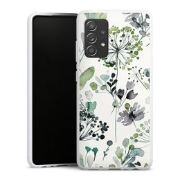 DeinDesign Galaxy A52s 5G Handy Silikon H&uuml;lle Case wei&szlig; Handyh&uuml;lle Eukalyptus Water Colour Flowers Silikon Case