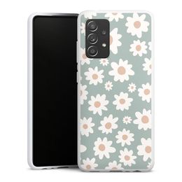 DeinDesign Galaxy A52s 5G Handy Silikon H&uuml;lle Case wei&szlig; Handyh&uuml;lle Flowers Daisy Muster Silikon Case