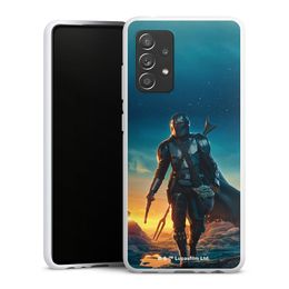 DeinDesign Galaxy A52s 5G Handy Silikon H&uuml;lle Case wei&szlig; Handyh&uuml;lle Star Wars The Mandalorian Sunset Silikon Case