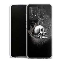 DeinDesign Galaxy A52s 5G Handy Silikon H&uuml;lle Case wei&szlig; Handyh&uuml;lle Skulls Skull Gothic Silikon Case