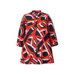 Ulla Popken Bluse Damen Größe 11XL/12XL feuerrot / schwarz / weiß