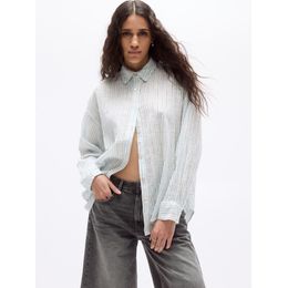 Pull&Bear Pull&Bear Bluse Damen Größe L hellblau / schwarz / weiß