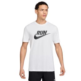 Nike Dri-Fit Tee Run Swoosh Bekleidung Herren wei&szlig; S