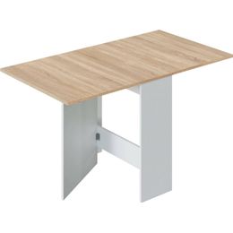 Ausziehbarer Tisch Toledo, Klappbarer Esstisch mit klappbarer Platte, Klappbarer Hilfstisch, 31x77h78 cm, Weiß und Eiche