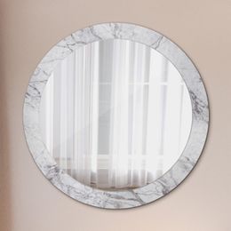 Ø80cm Spiegel - Glasrahmen mit Aufdruck - Wandspiegel Schlafzimmer - weiß marmor