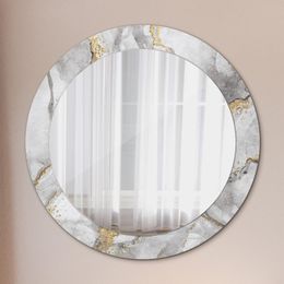 Spiegel - Mirror zum Wandspiegel Schlafzimmer – Schminkspiegel- weiß Marmor Gold- Ø70cm