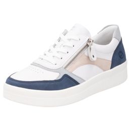 Plateausneaker Remonte, Damen, Gr. 37, wei&szlig; (wei&szlig;, jeansblau, ros&eacute;), Leder, Lederimitat, Schuhe Plateausneaker, Freizeitschuh, Halbschuh, Schn&uuml;rschuh in schmaler Form