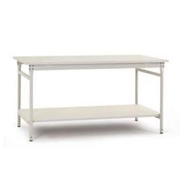 Manuflex BB5227.7035 Beistelltisch BASIS station&auml;r 1500x800x780 mm,Platte Kunststoff mit Zwischenboden RAL7035 lichtgrau Lichtgrau