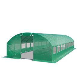 TOOLPORT Foliengewächshaus Gewächshaus 4x10m stabil & langlebig mit Fenster - reißfeste PE Plane 180g/m² grün transparent