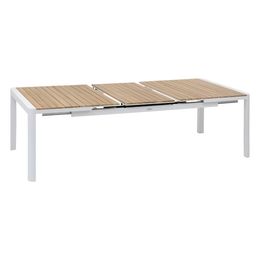 Ausziehbarer Gartentisch PARADIZE Akazie & Weiß - 12 Plätze - Epoxidbeschichtetes Aluminium - -es Akazienholz - Hespéride