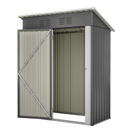 Metall Geräteschuppen Gerätehaus XL mit Pultdach Schuppen 1m² Grau Metall-Geräteschuppen Lagerschuppen im Freien mit Handschuhe