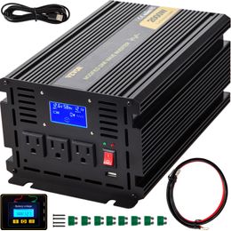 VEVOR Wechselrichter, 2000 W modifizierter Sinus-Wechselrichter, Auto-Konverter von DC 12 V auf AC 120 V, Wechselrichter mit Wechselstromsteckdosen für LKW, Wohnmobil, Auto, Boot, Reisen, Camping