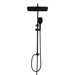 JOHO XXL Duschset ohne Armatur, Matt Schwarz Duschstangeset Duschsäuleset, Regendusche Duschsystem mit Duschkopf aus rostfreiem Edelstahl 35x25cm
